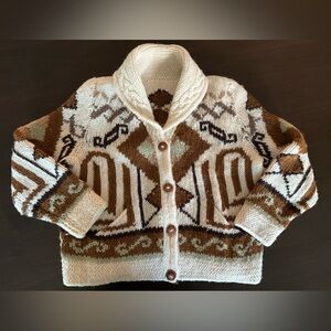 Sweaters | Vintage Handmade Chunky Aztec Design Shawl Collar Cardigan ...
